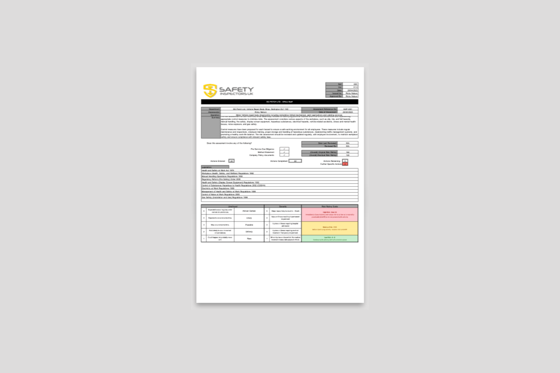 Fire Floor Plans - Safety Inspectors UK Ltd